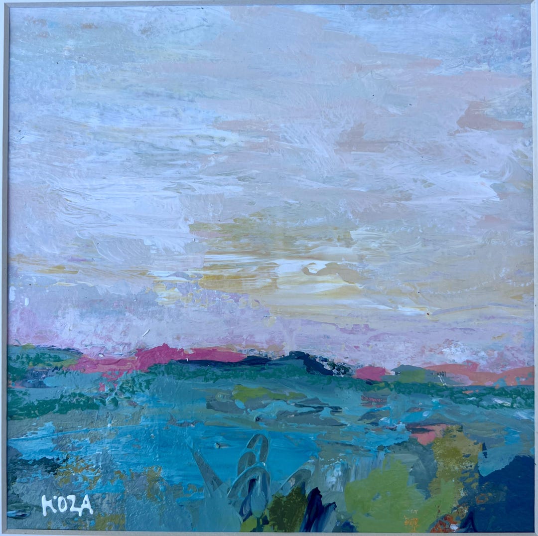 Abstract Landscape Painting, Fine Art, Mixed Media on Paper, Room Decor ...