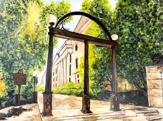 University of Georgia Arch Campus Canvas Painting Art - Etsy
