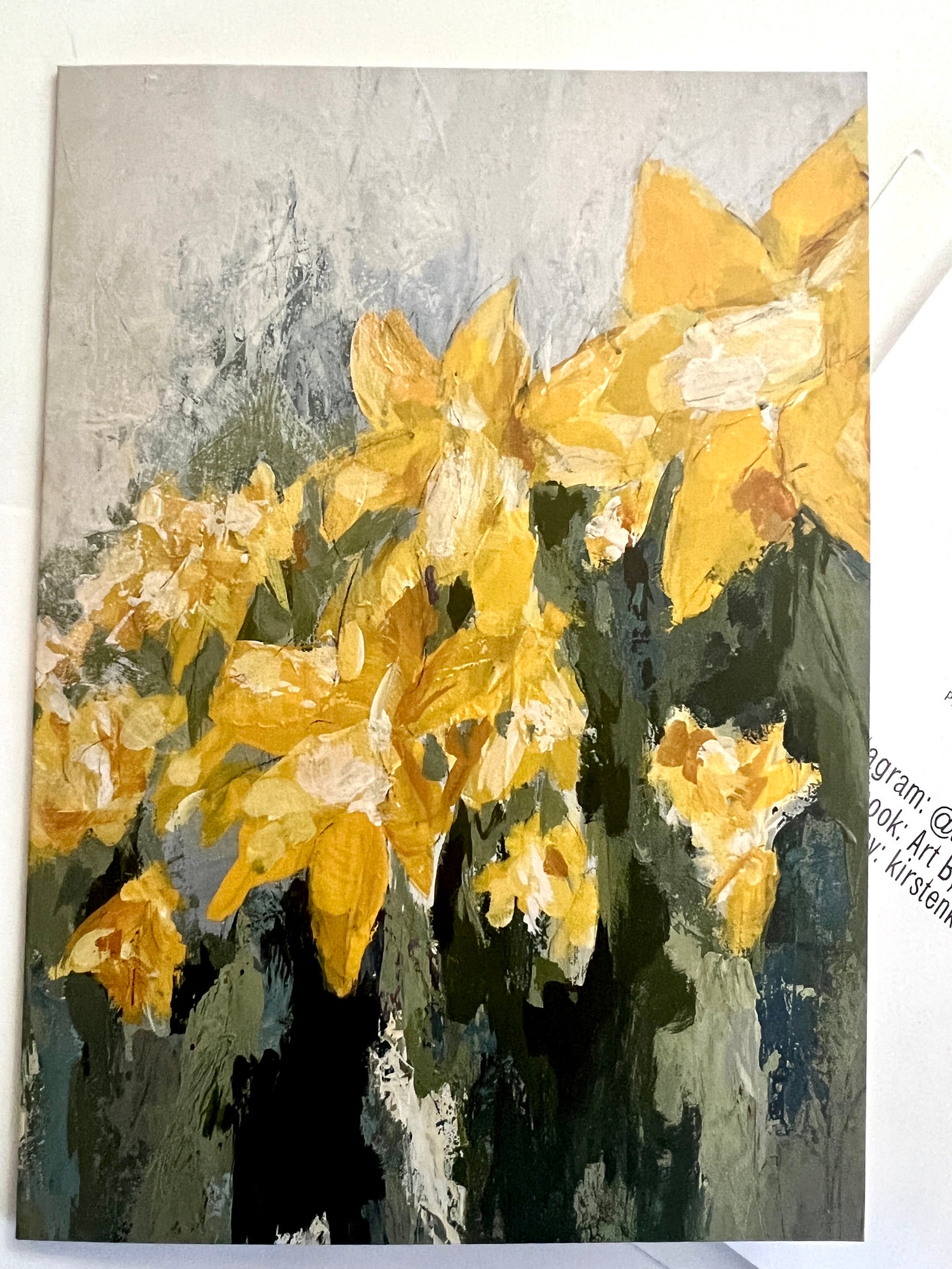 Abstract Floral Field of Daffodils Note Cards Art Print - Etsy