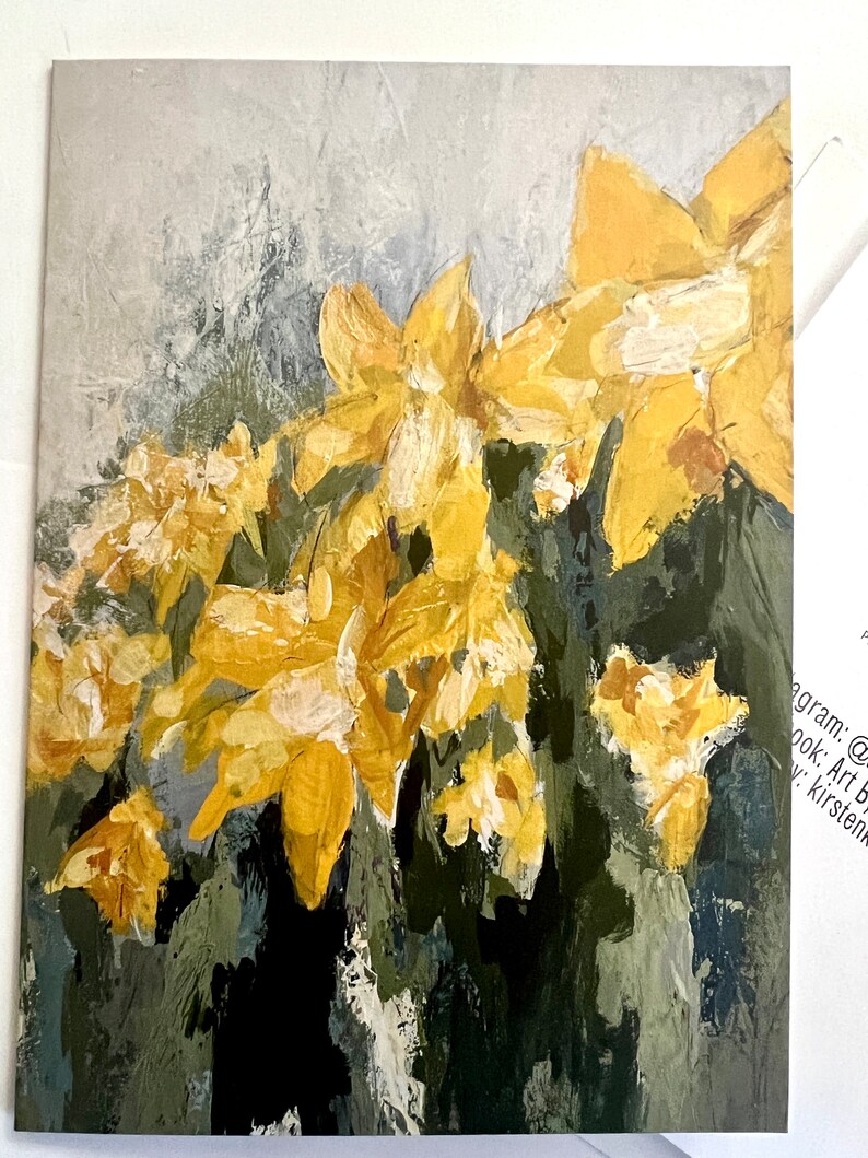 Abstract Floral Field of Daffodils Note Cards Art Print - Etsy