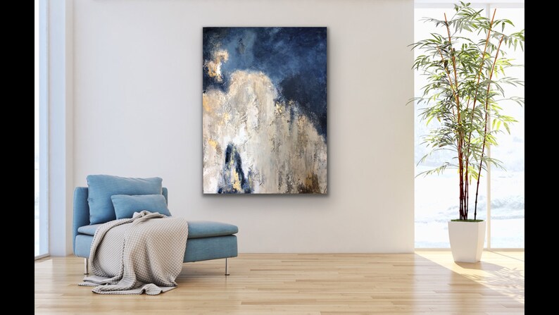 Abstract, Neutral, Deep Blues, Abstract Art, Canvas PRINT, Wall Decor ...