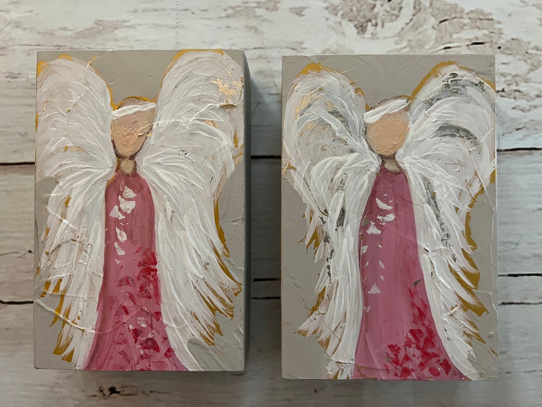 Angel, Peace Angel, Abstract Angel, Pink, Gold, White, 4x6 Angel in ...