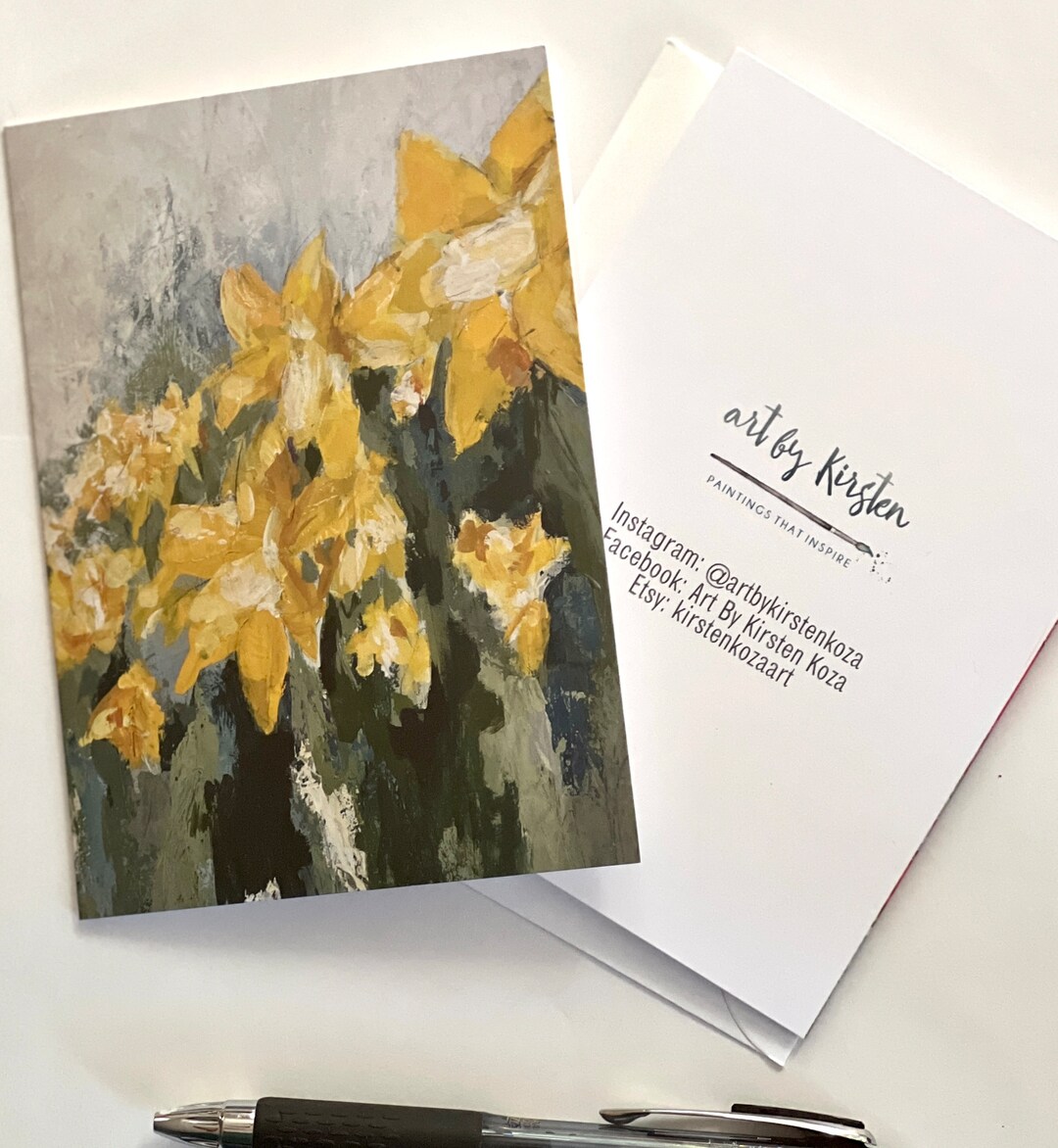Abstract Floral, Field of Daffodils, Note Cards, Art Print Card ...