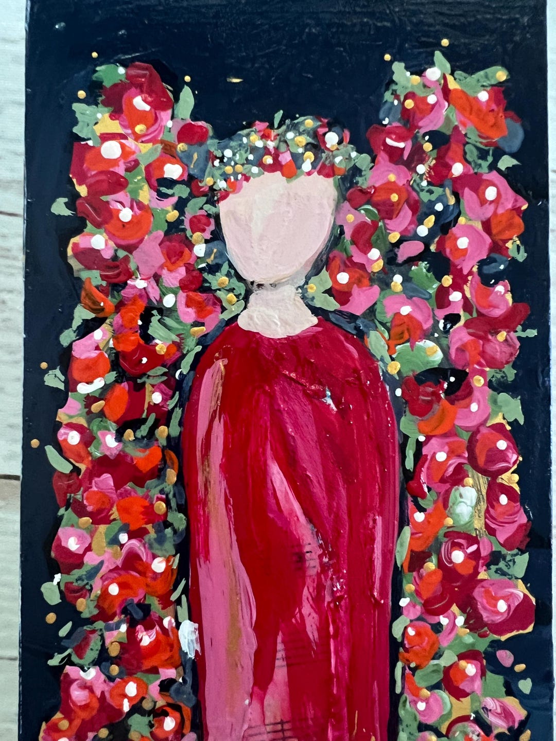 Angel, Garden Angel, Flower Angel, Painting, Original Art,floral Angel ...