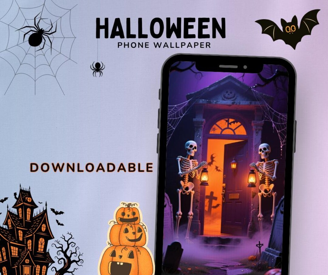Halloween Haunted Graveyard Gate Wallpaper,skeleton Guards,main Door ...