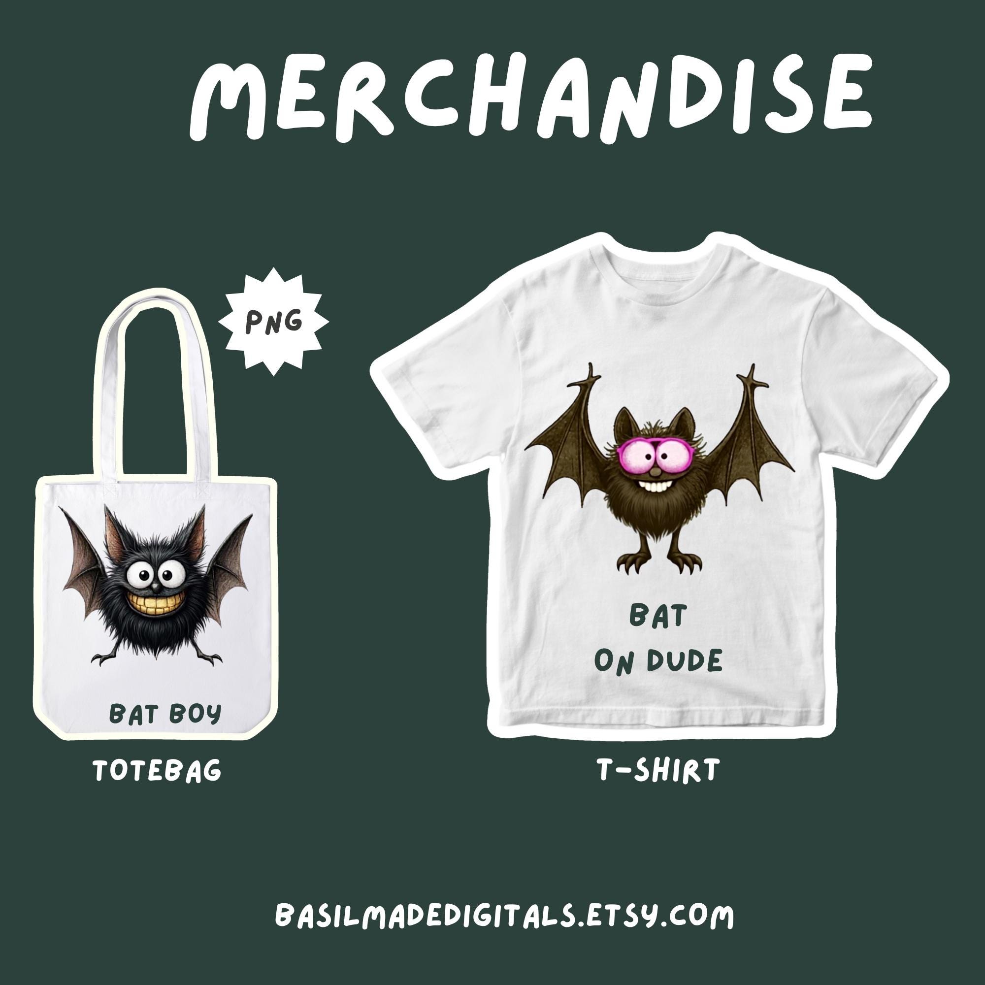 Bat Clipart: Funny Halloween Cartoon Bats PNG Images (10x10 Inch ...