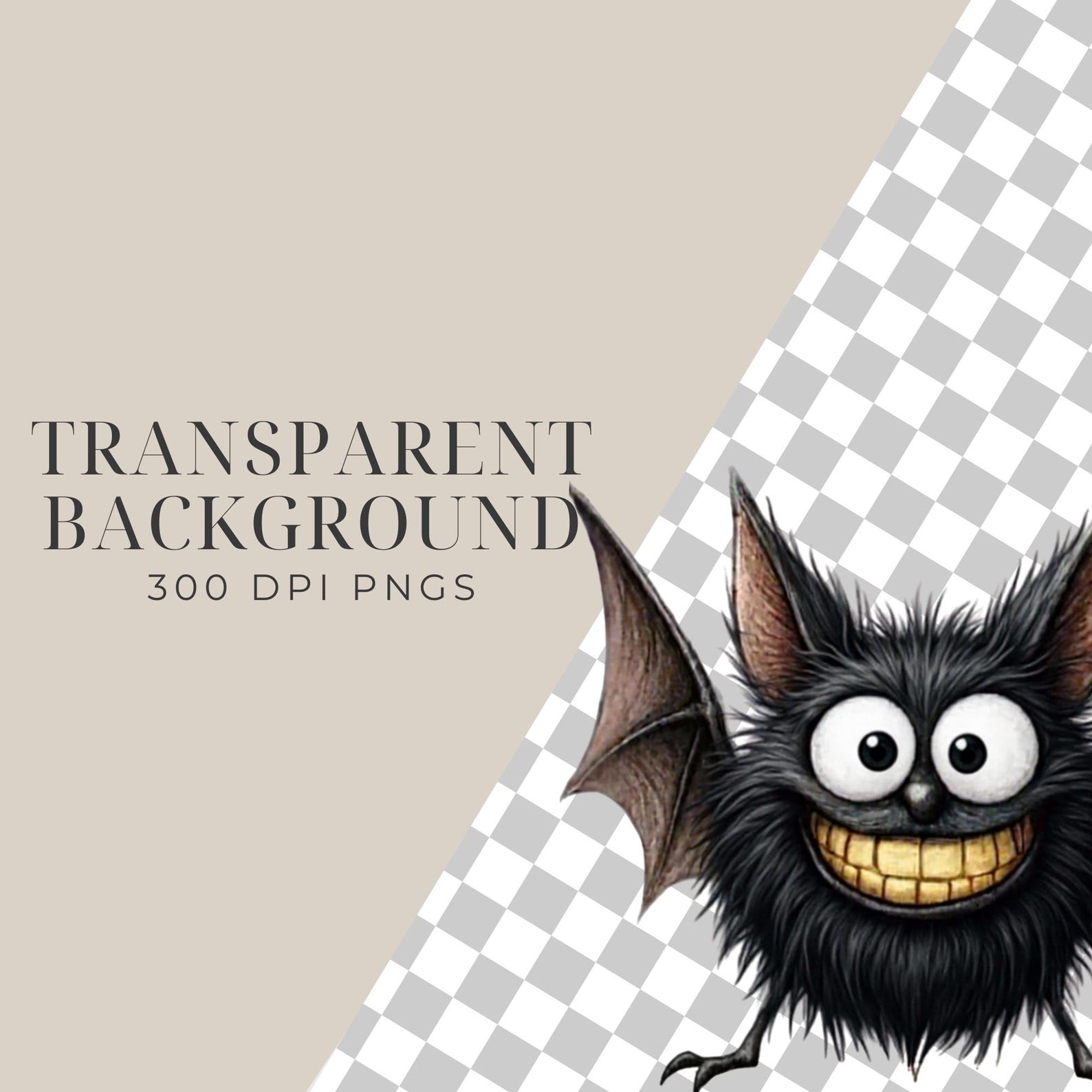 Bat Clipart: Funny Halloween Cartoon Bats PNG Images (10x10 Inch ...