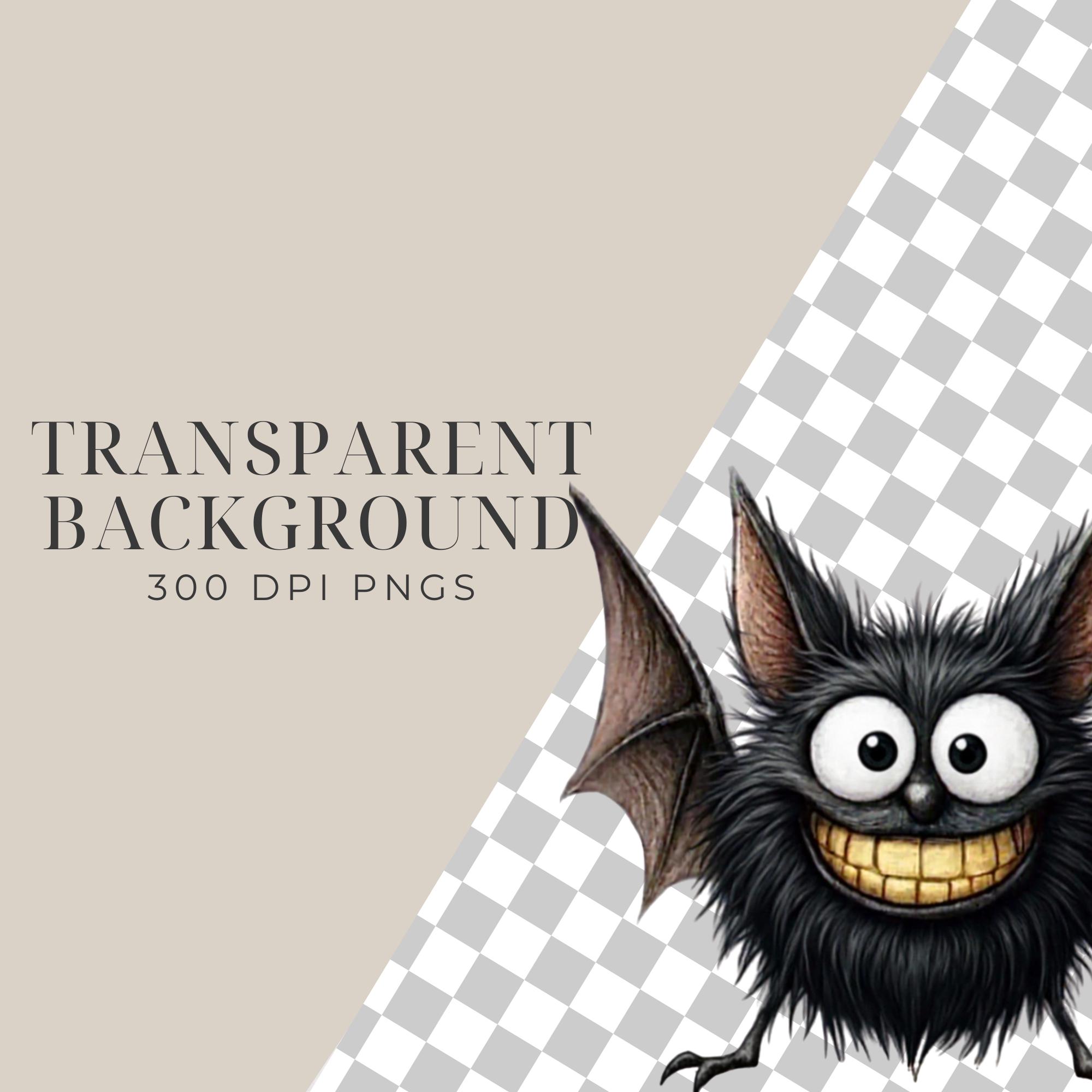 Bat Clipart: Funny Halloween Cartoon Bats PNG Images (10x10 Inch ...