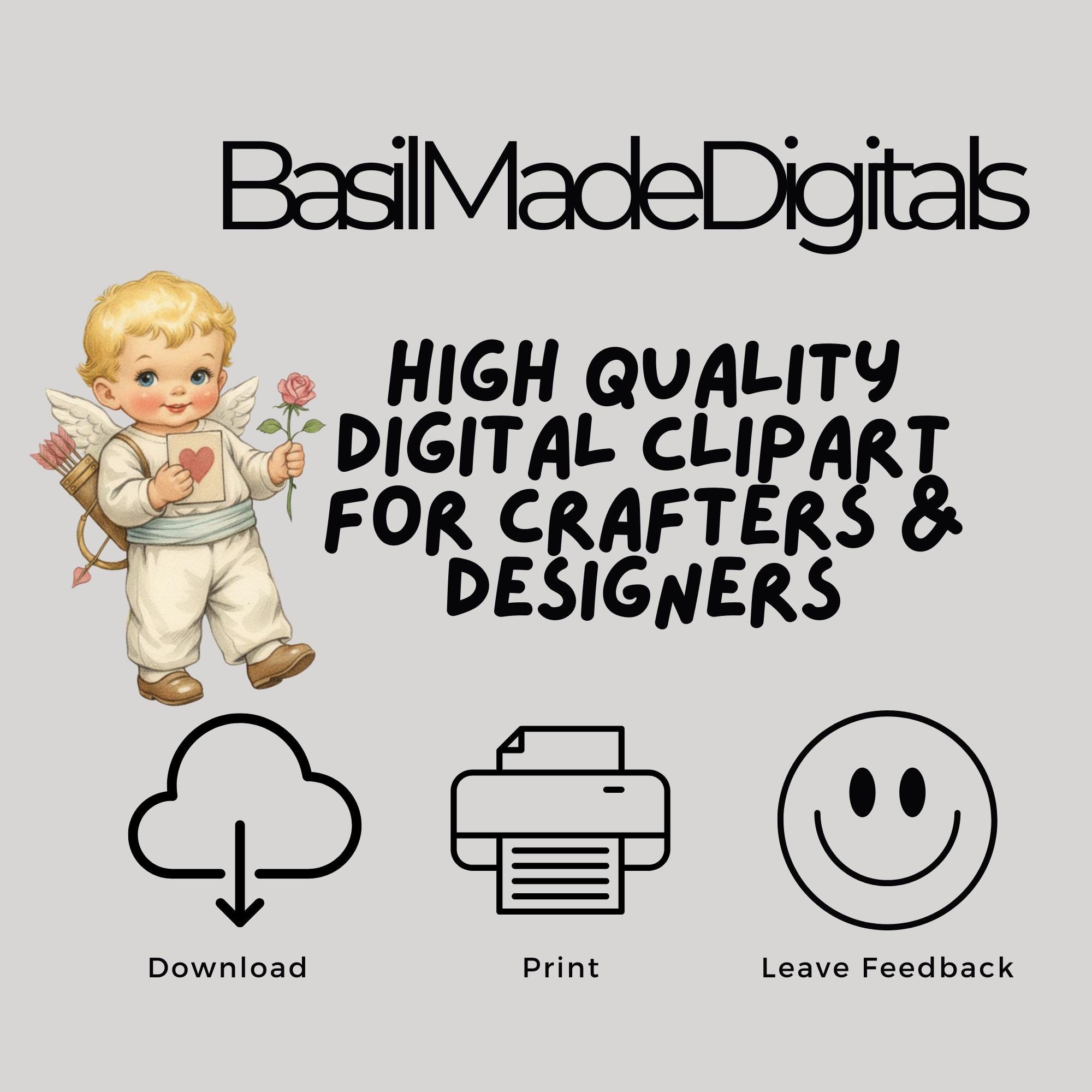 Vintage Valentine Clipart – Cupid Angel Children With Wings, Hearts ...