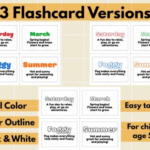 Printable Flashcards for Kids – Days, Months, Weather, Seasons | 3 ...