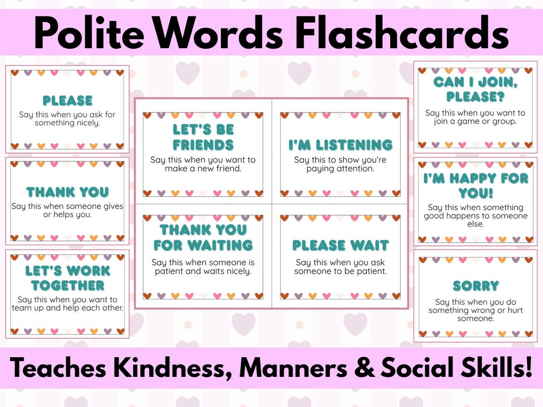 Polite Words Flashcards | Social Skills & Manners Printable ...