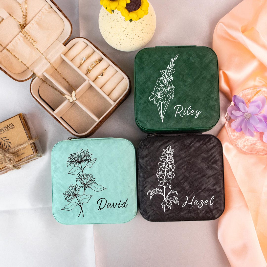 Personalized Name Jewelry Box for Bridesmaids, Custom Travel Jewelry ...