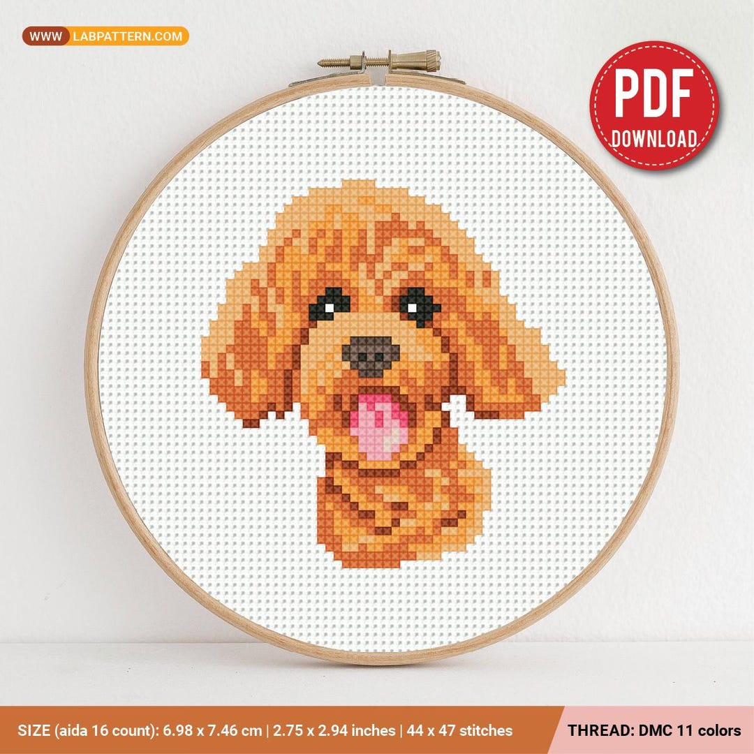 Mini Poodle Dog Cross Stitch Pattern, Animal, Toy Poodle, Pet, Beginner ...