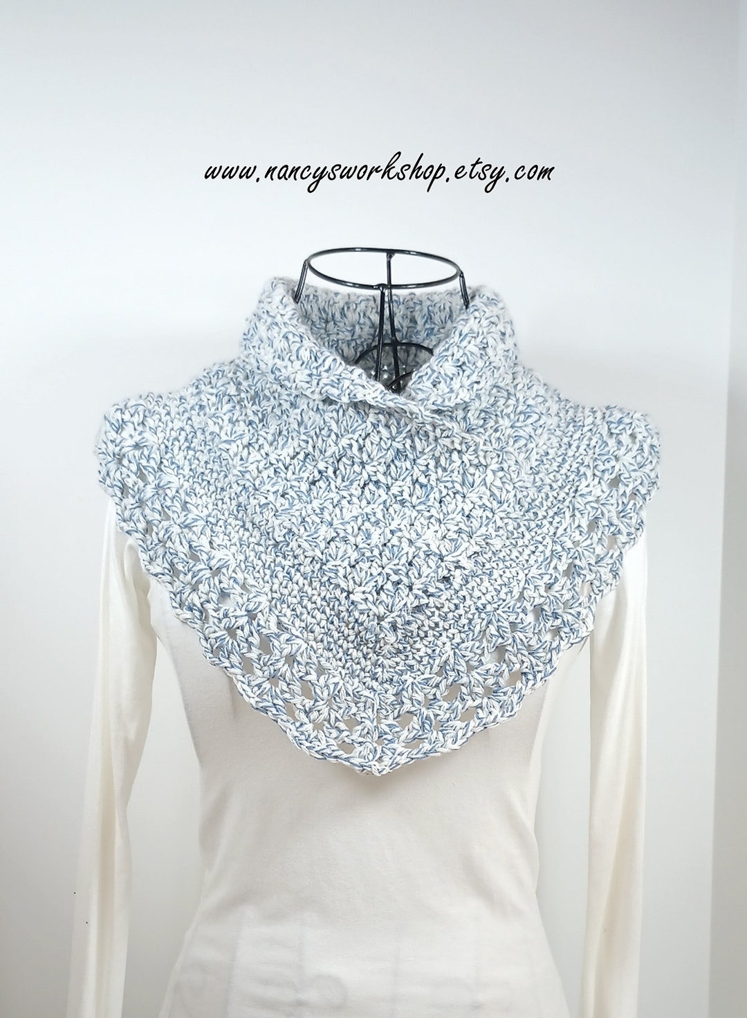 Woman's Pullover Neck Warmer Scarf, Neck Warmer Scarf, Blue and White ...