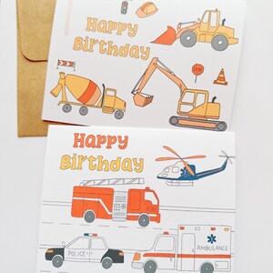 Kids Birthday Coloring Cards: Animals & Vehicles Theme - Set of 5 - Etsy