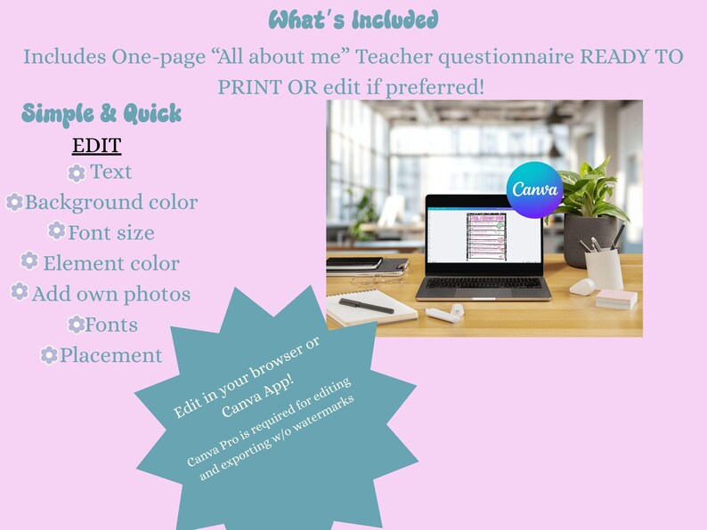 Teacher Questionnaire Printable Meet the Teacher Template Back to ...