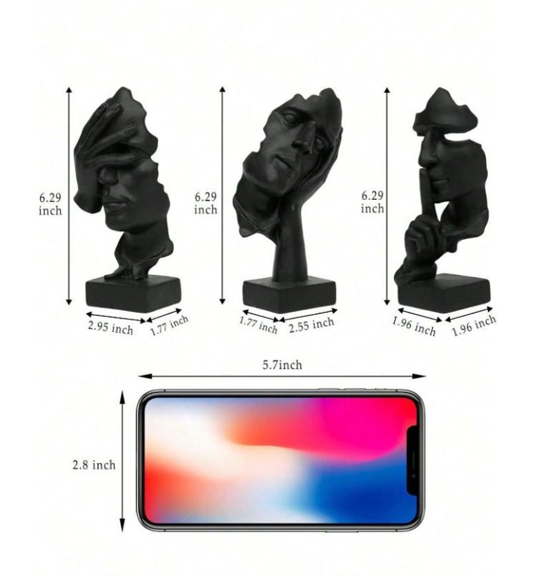 3 Pcs Thinker Statue, No Hear No See No Speak Modern Home Resin ...