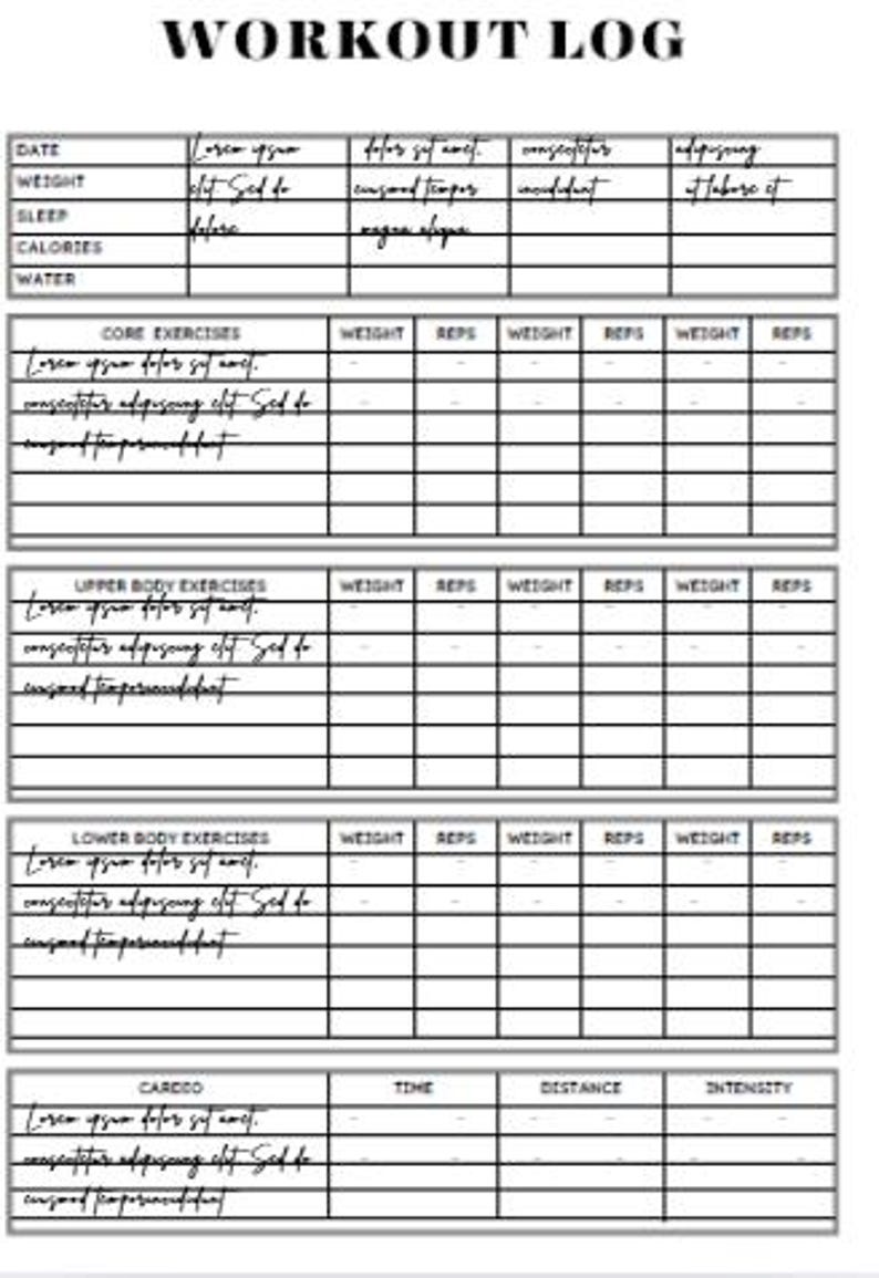 Workout Tracker Fitness Planner Gym Logbook Monthly Tracker Strength ...