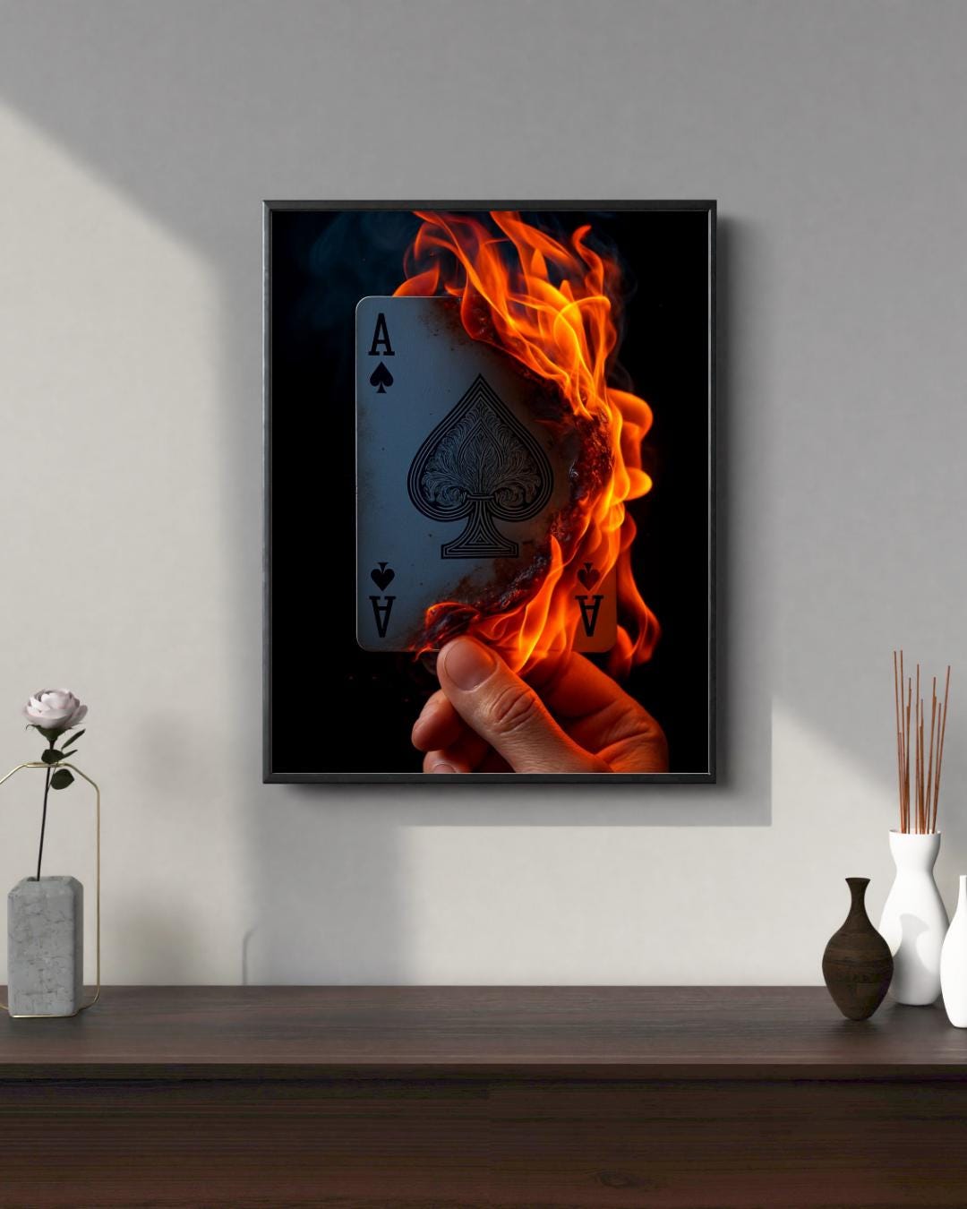 Flaming Ace of Spades Poster – Playing Card Wall Art | Poker Room Decor ...