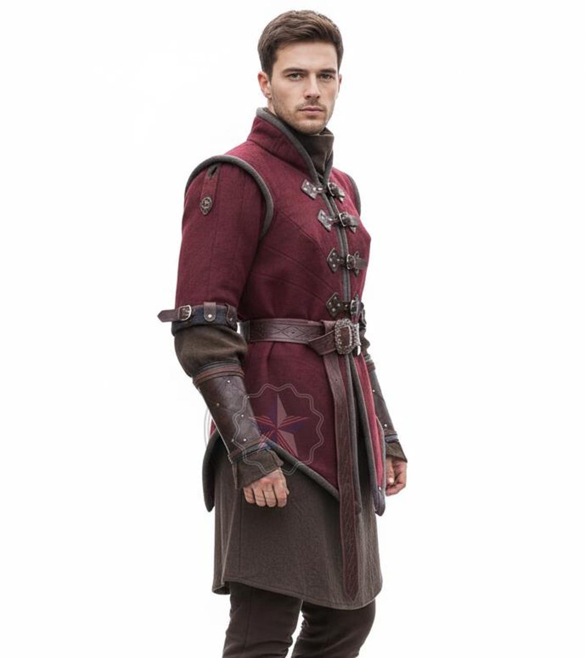 Medieval Padded Gambeson Armor With Brown Leather Trim – Viking LARP ...