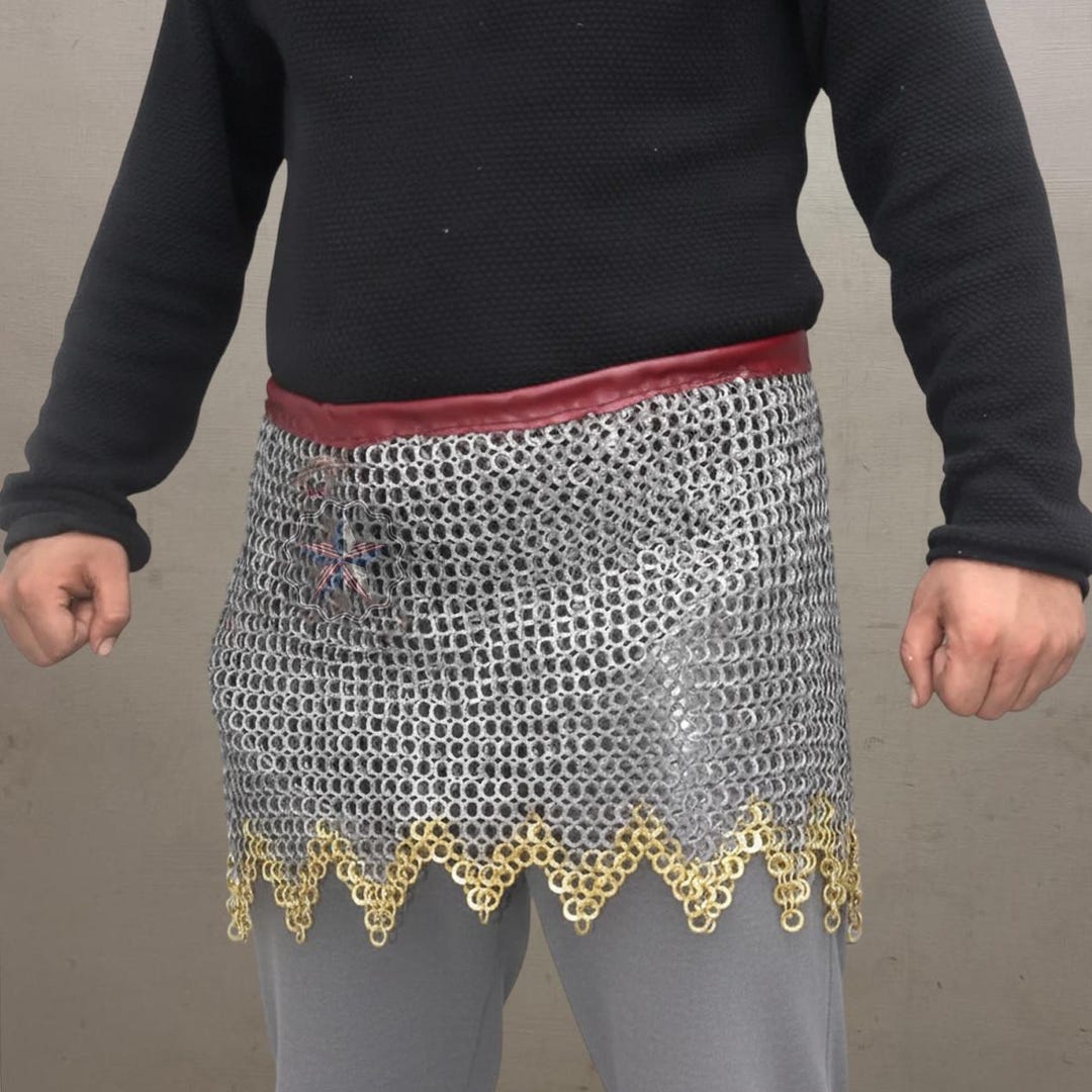 Buy Stainless Steel Chainmail Skirt With Brass Rings – Medieval Viking ...