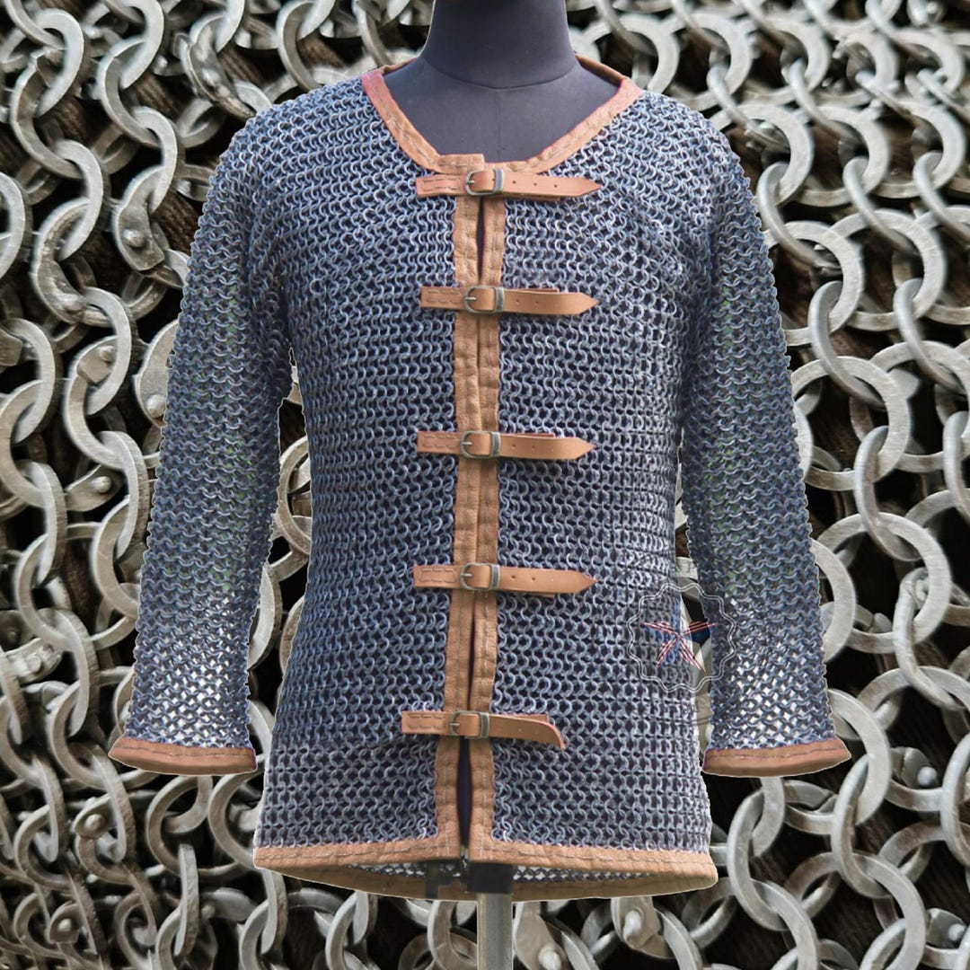 Darkened Chainmail Shirt Aluminium: Long Sleeve Opening in Flat Riveted ...