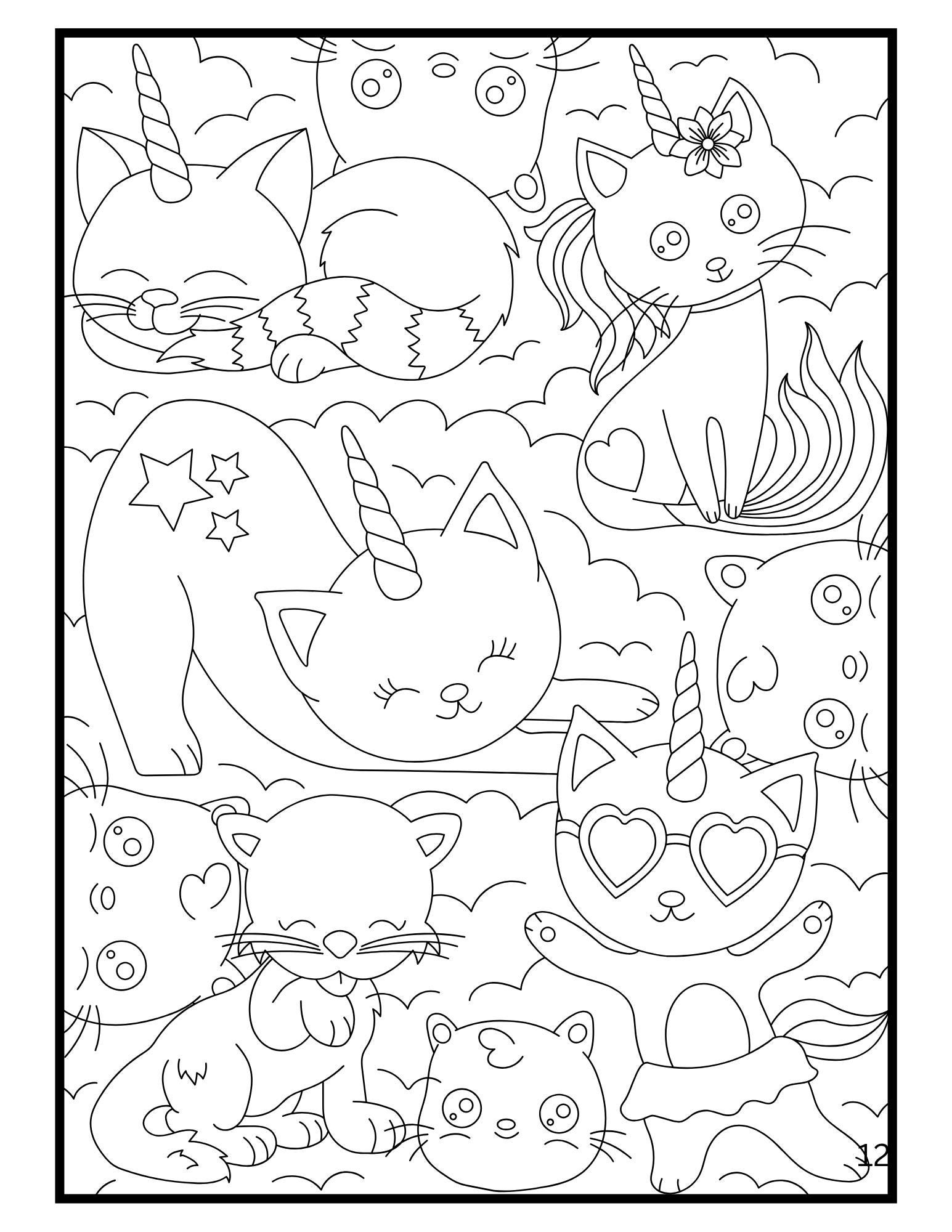 Coloring Pages for Anyone | Caticorn | Magical Cats | Unicorn Cats ...