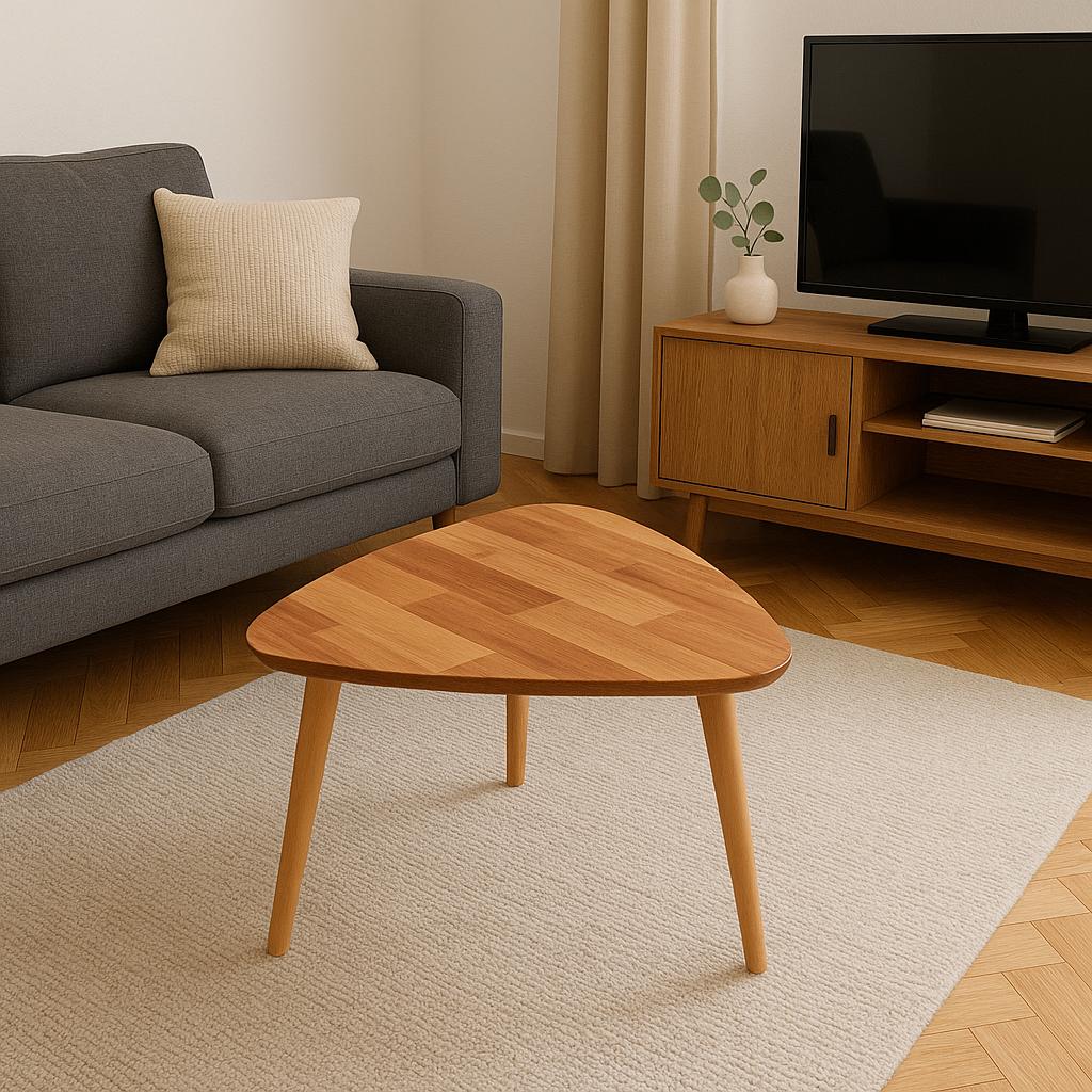 Mid-century Modern Triangle Wooden Coffee Table – Small Accent Side ...
