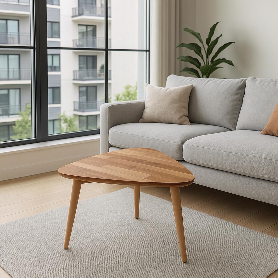 Mid-century Modern Triangle Wooden Coffee Table – Small Accent Side ...