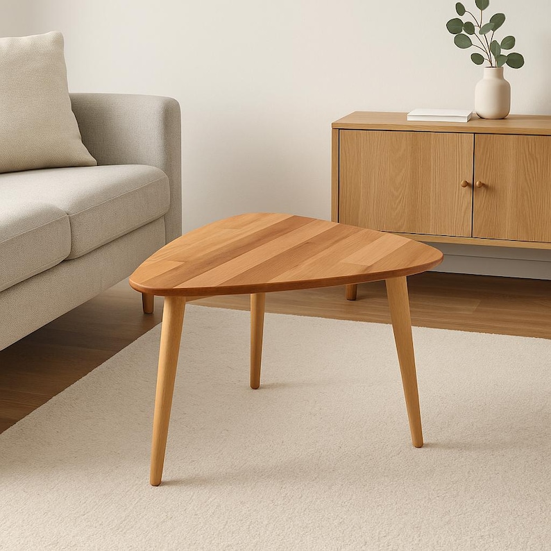 Mid-century Modern Triangle Wooden Coffee Table – Small Accent Side ...
