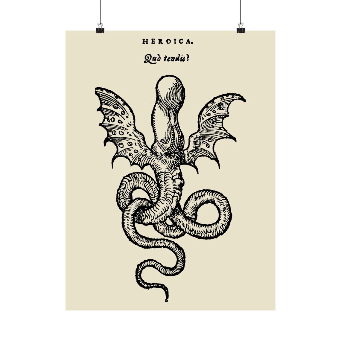 Renaissance Occult Weird Serpent Creature Art Poster Print | Manuscript ...