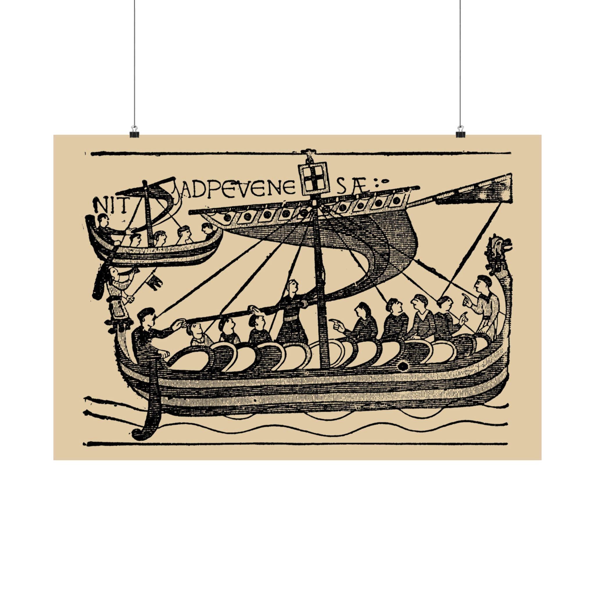 Viking Longship Medieval Illustration Art Poster Print | Nordic ...