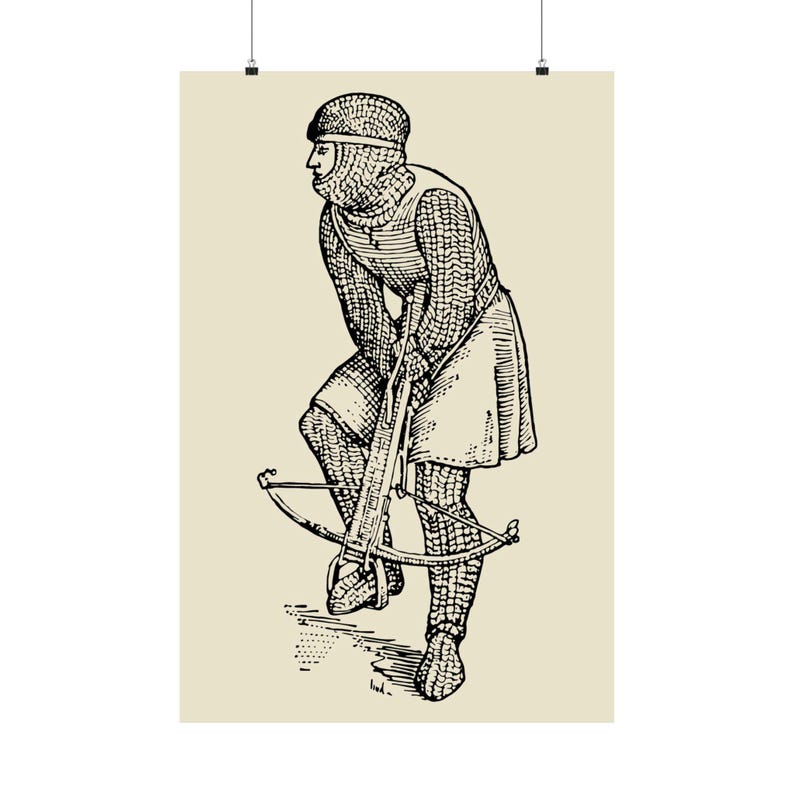 Medieval Crossbowman Art Poster Print, Historical Warfare, CUSTOM COLOR ...