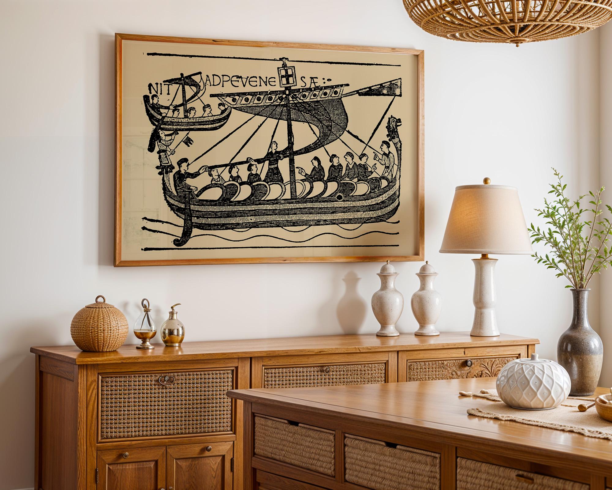 Viking Longship Medieval Illustration Art Poster Print | Nordic ...