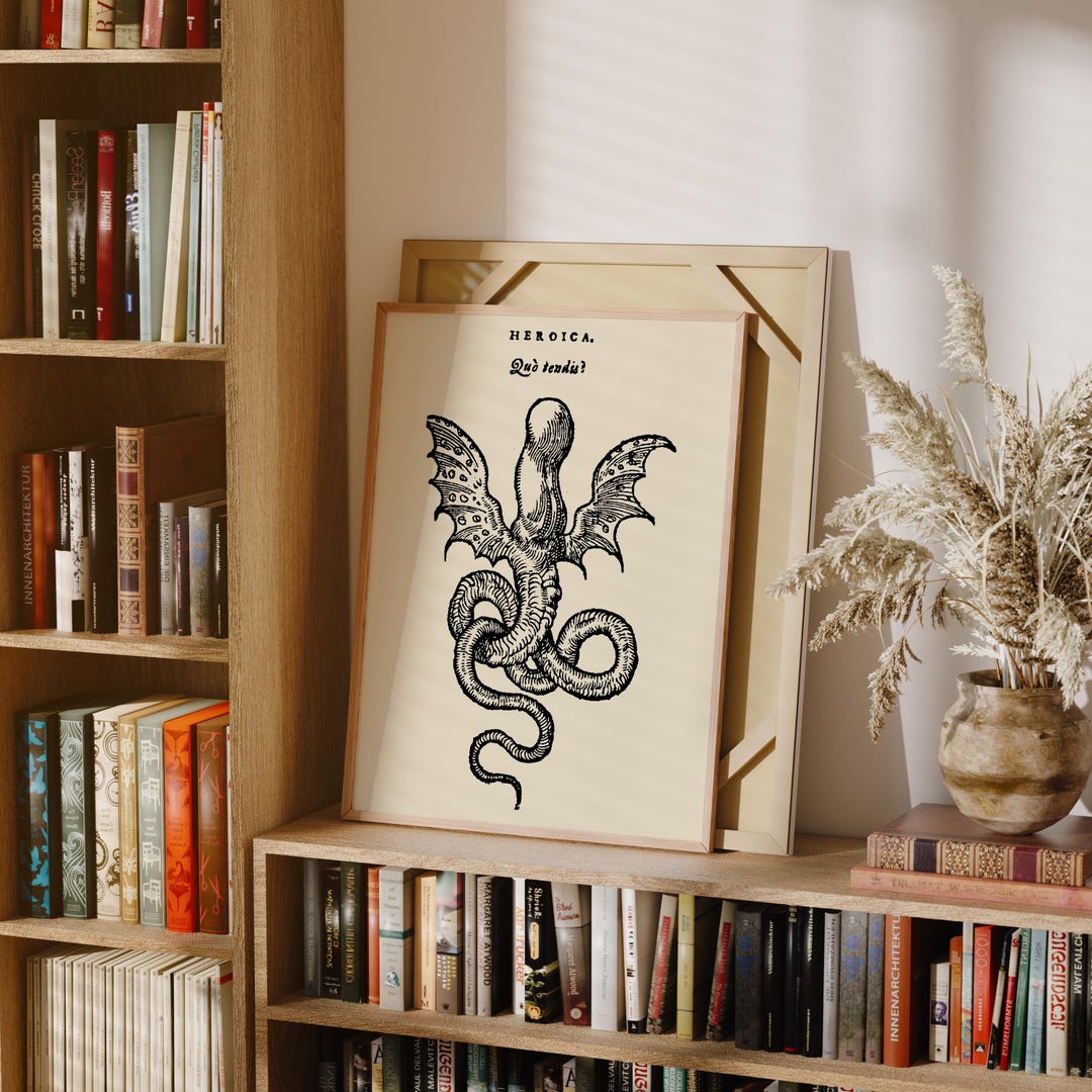 Renaissance Occult Weird Serpent Creature Art Poster Print | Manuscript ...
