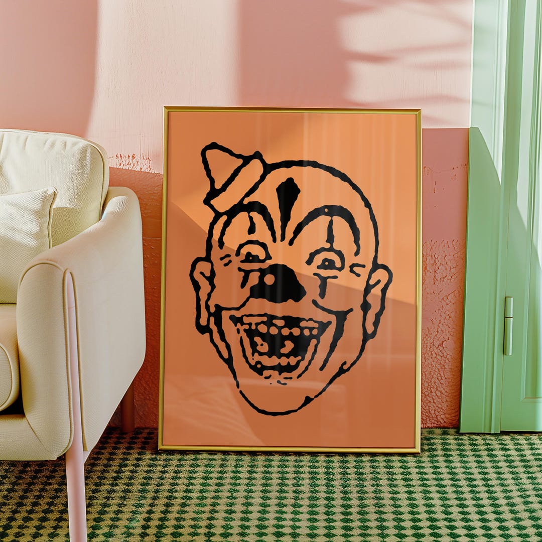 Creepy Vintage Circus Clown Poster Print, Spooky Halloween Decor ...