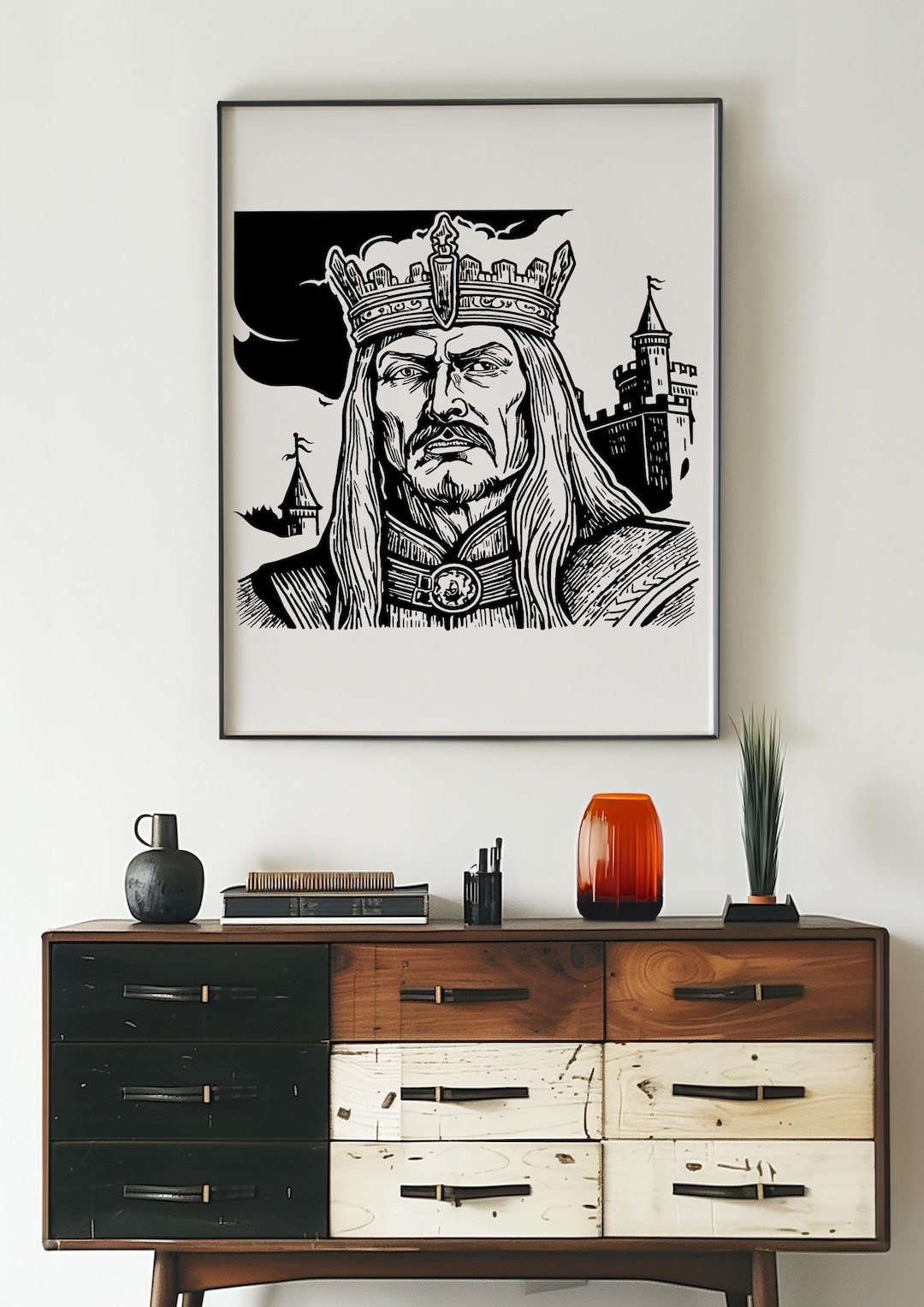 Vlad Tepes Dracula in Front of His Castle, Wall Art, Gothic Home Decor ...