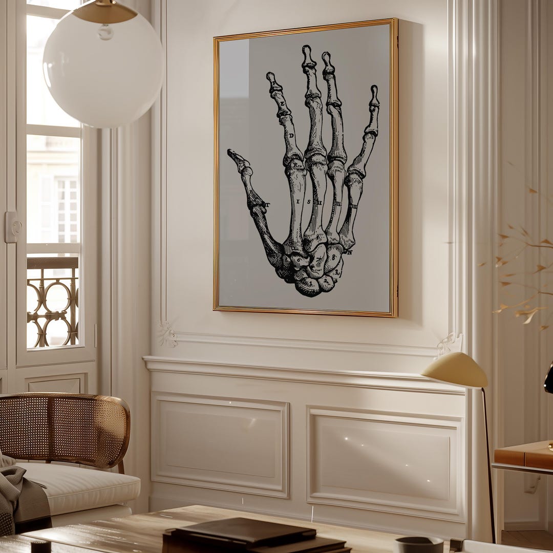 Vintage Skeleton Hand Poster, Anatomy Wall Art Print, Gothic Home Decor ...