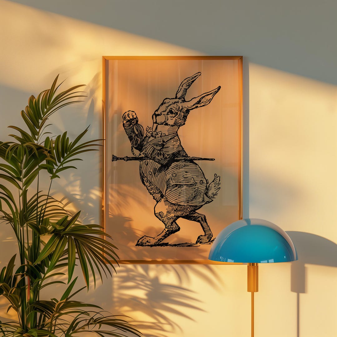 Alice in Wonderland White Rabbit Poster Print | Literary Illustration ...