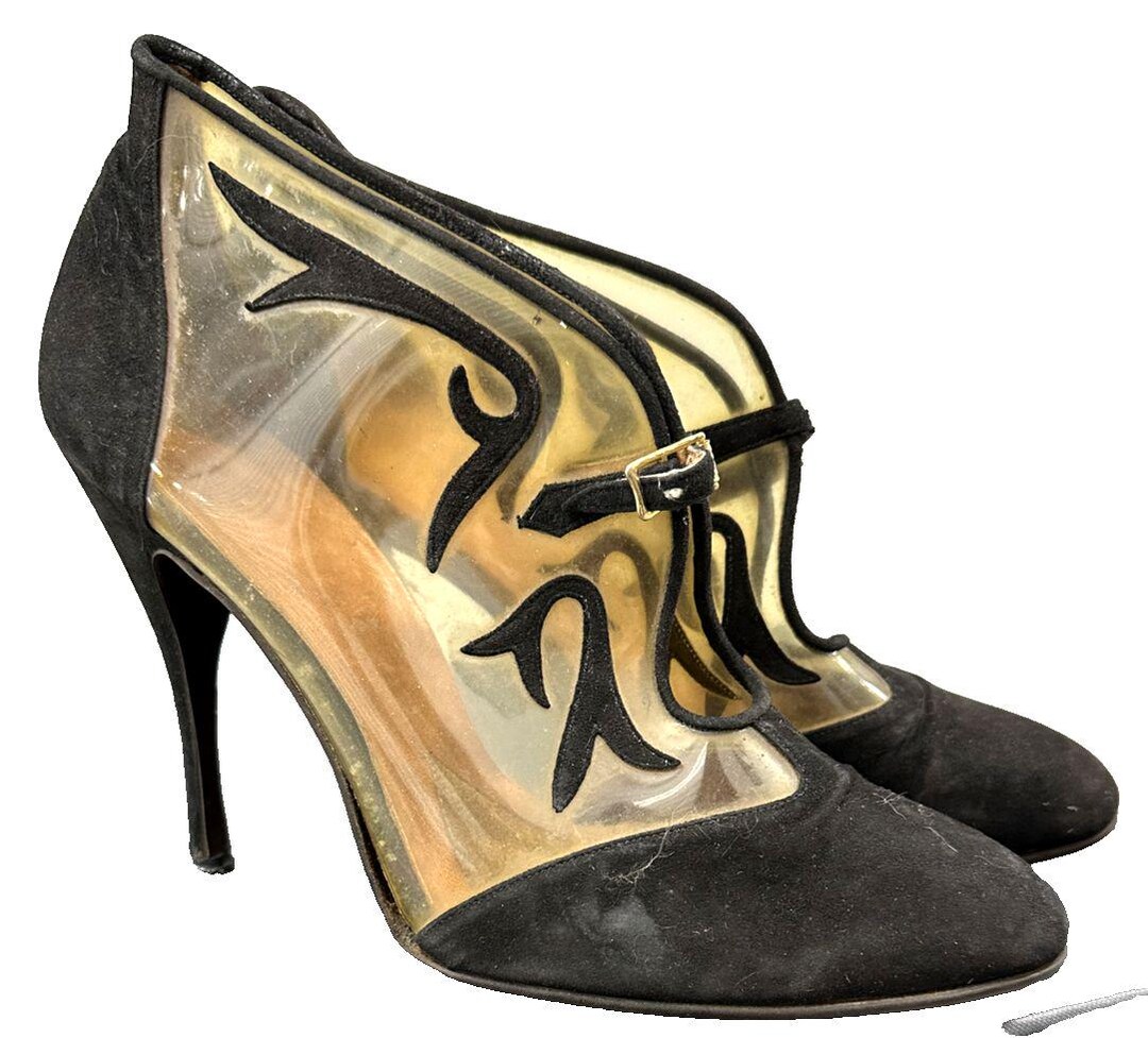 Very Rare Vintage 1960's Clear Plastic Booties With Velvet Cut Out ...