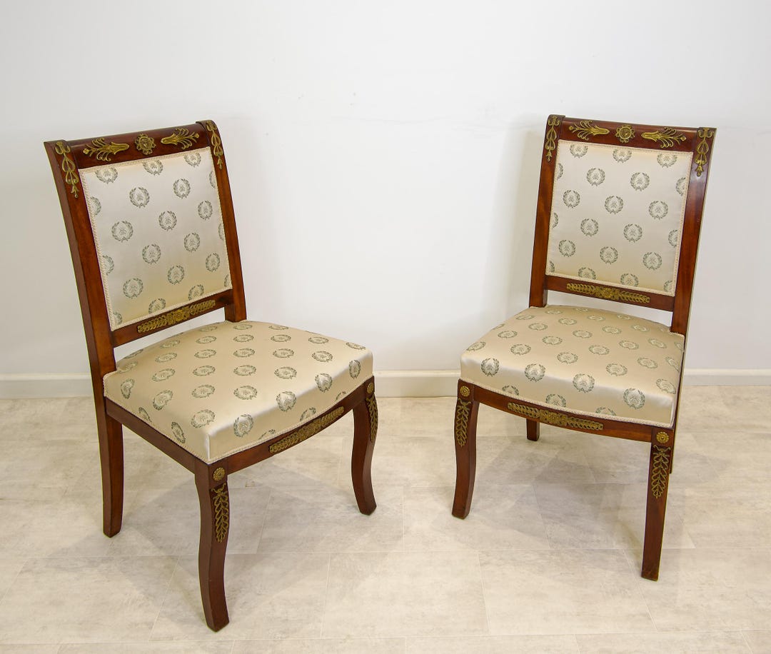 Pair of Antique French Empire Revival Side Chairs - Ormolu Mounts - Etsy