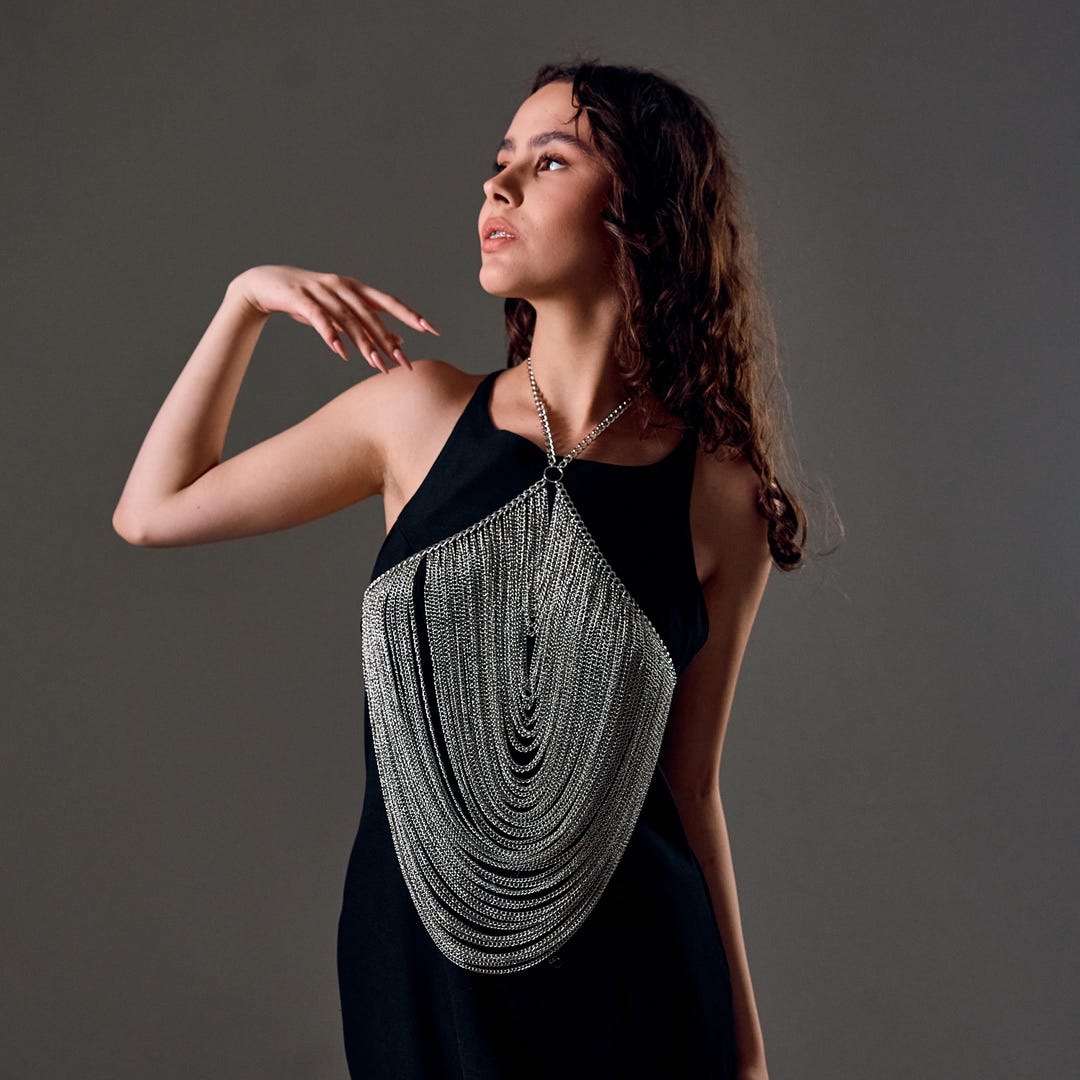 Body Chain Necklace, Layered Body Chain, Chain Top Women, Festival Body ...