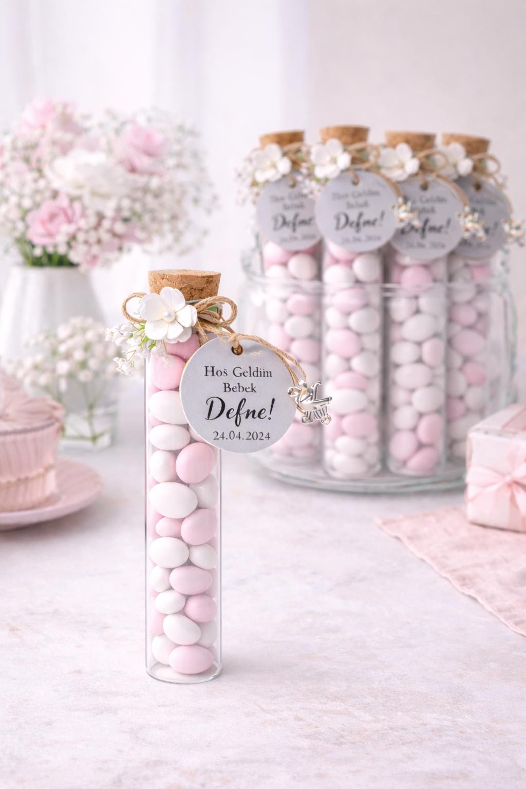 Personalized Glass Tube Candy Favors, Baby Shower Keepsake, Custom Name ...