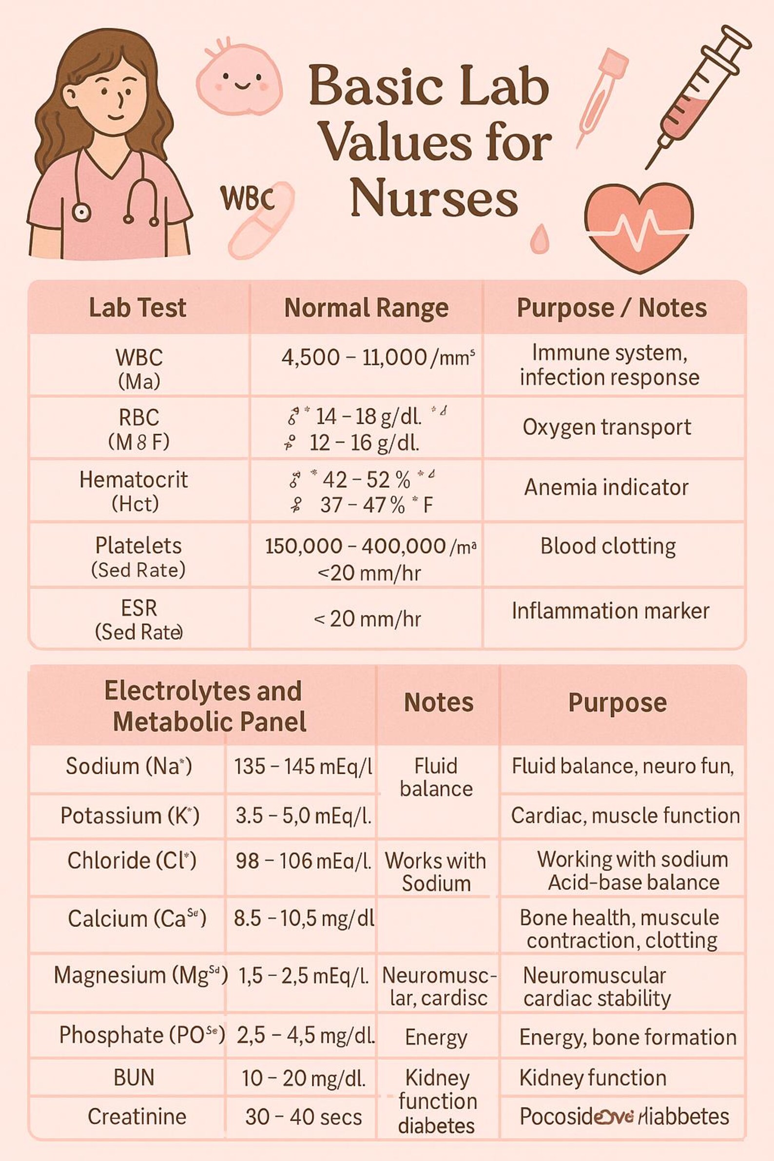 Basic Lab Values for Nurses - Etsy UK