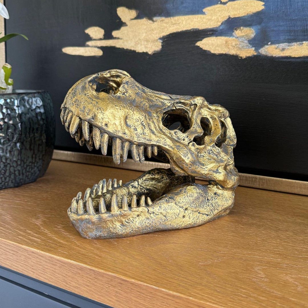 Small T-rex Tabletop Sculpture Hand-painted Gold / Textured Grey - Etsy UK