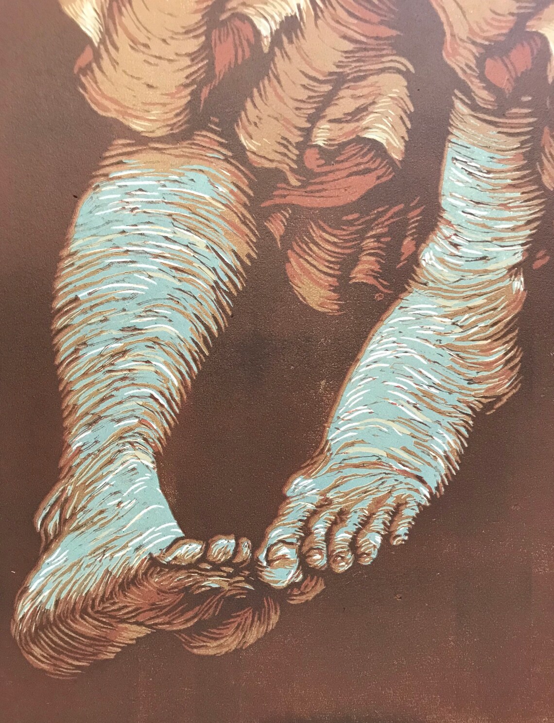 Reduction Linoleum Block Print - "tour Jete" - Etsy