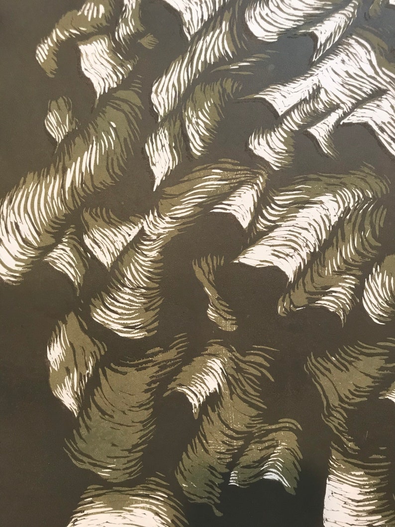 Reduction Linoleum Block Print - "tour Jete" - Etsy
