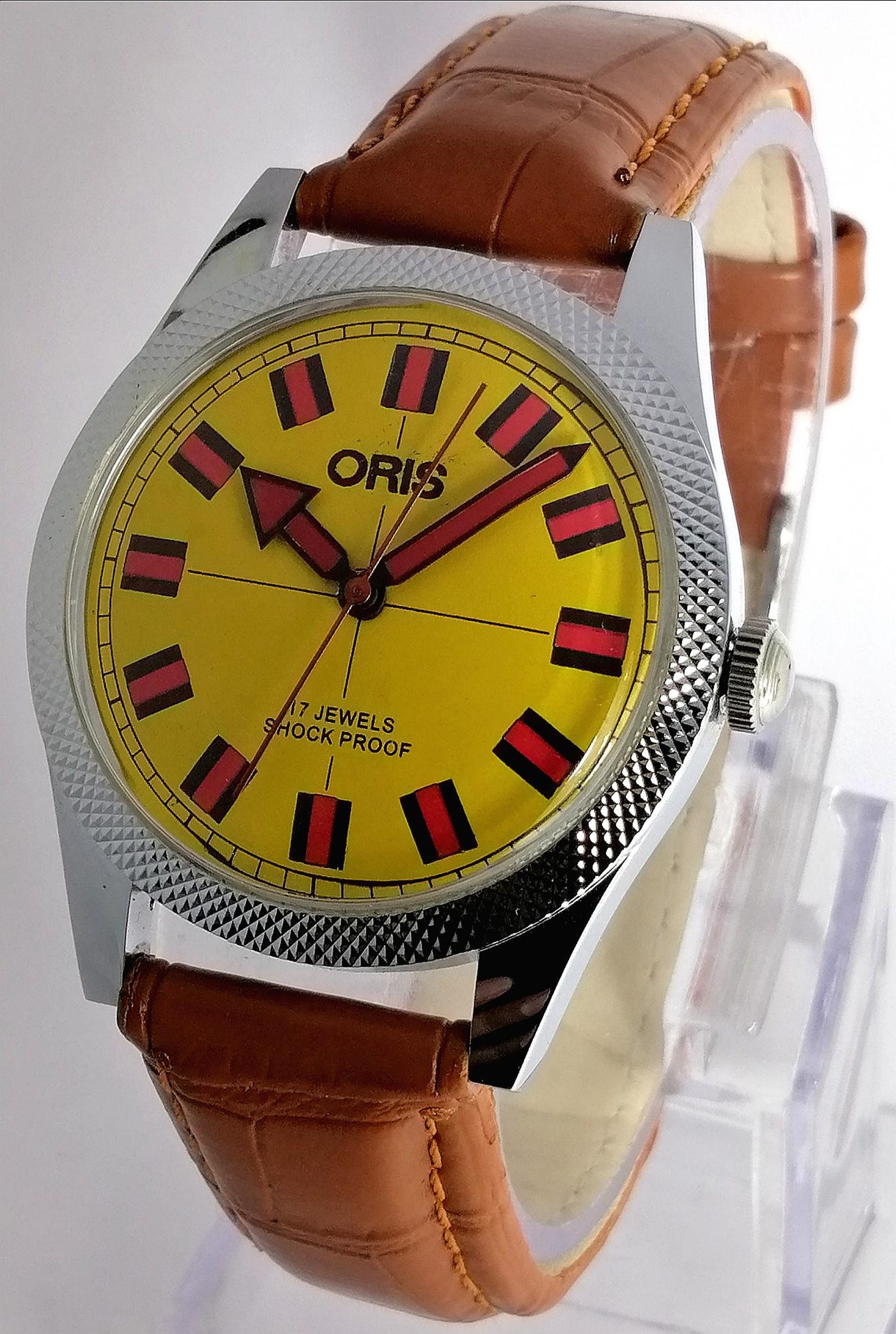 Rare Vintage Oris Yellow Dial Hand Winding FHF Movement ST-96 Swiss ...