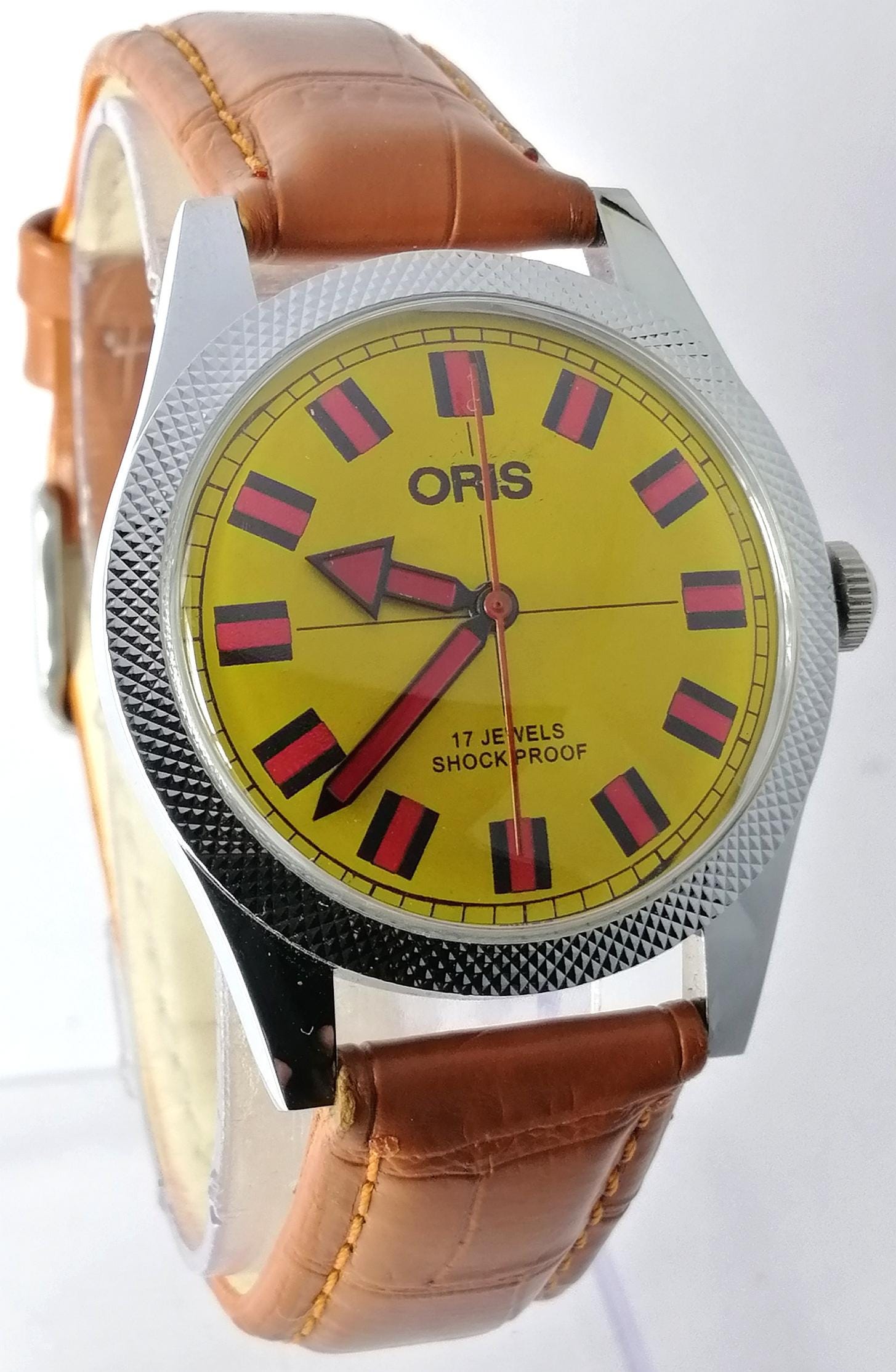 Rare Vintage Oris Yellow Dial Hand Winding FHF Movement ST-96 Swiss ...