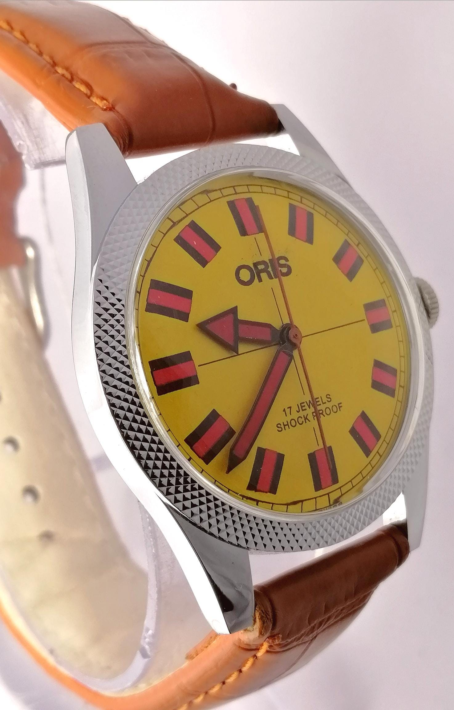 Rare Vintage Oris Yellow Dial Hand Winding FHF Movement ST-96 Swiss ...